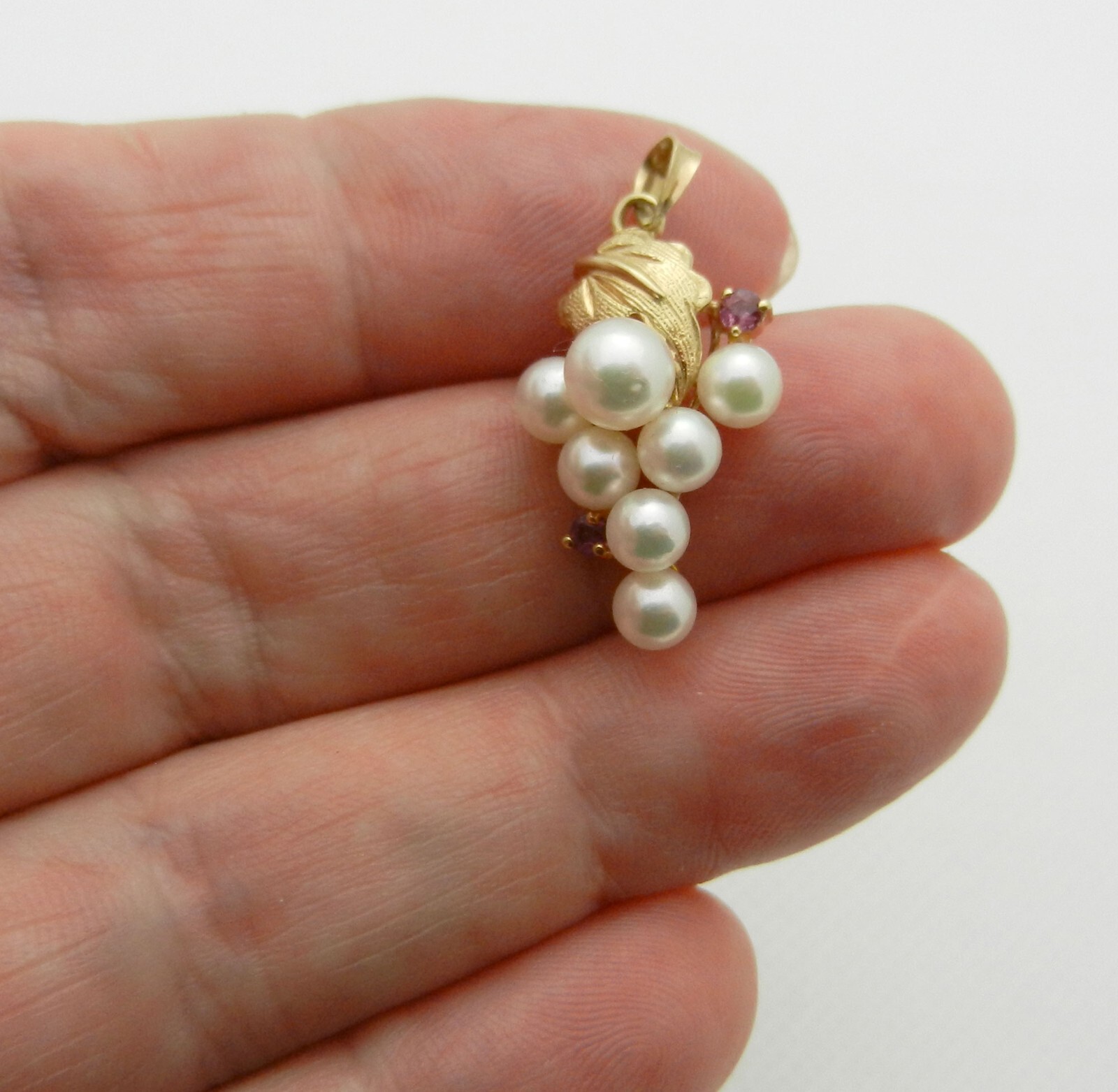 Cute 3D Pendant Charm with BUNCH OF GRAPES Pearls Solid 14k Gold | eBay