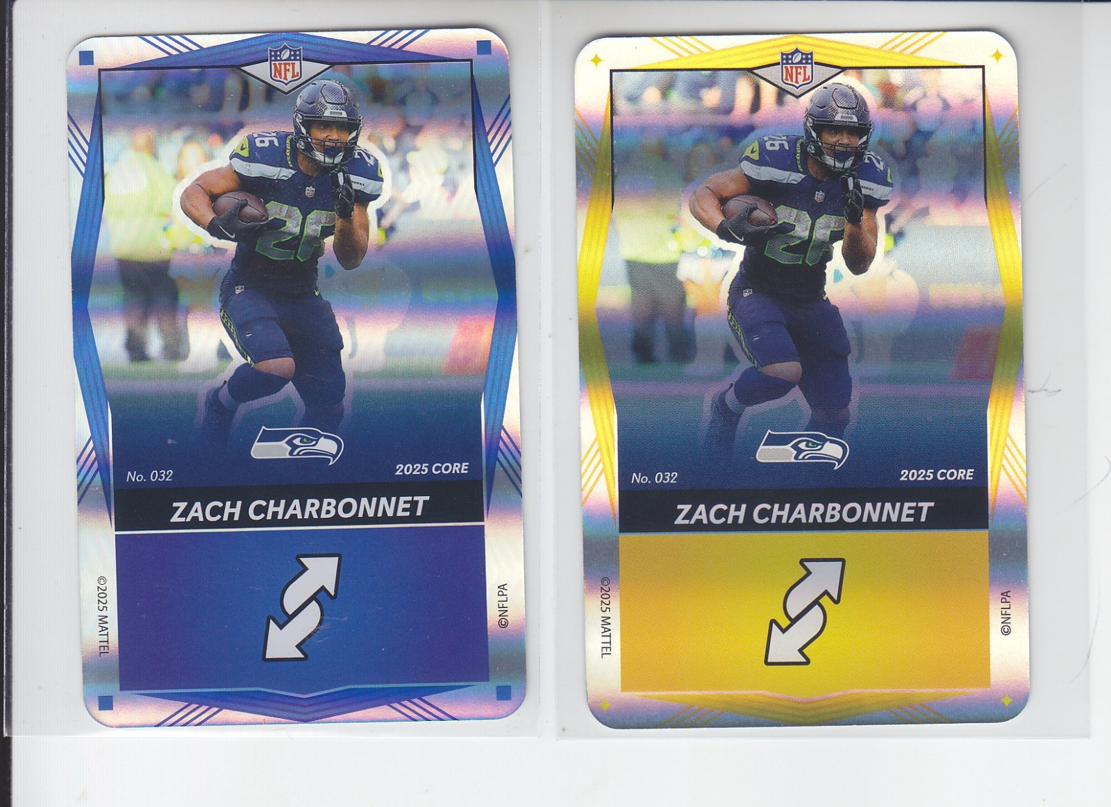 2 - 2025 NFL Uno Elite ZACH CHARBONNET Blue + Yellow Foil SP Seahawks ...