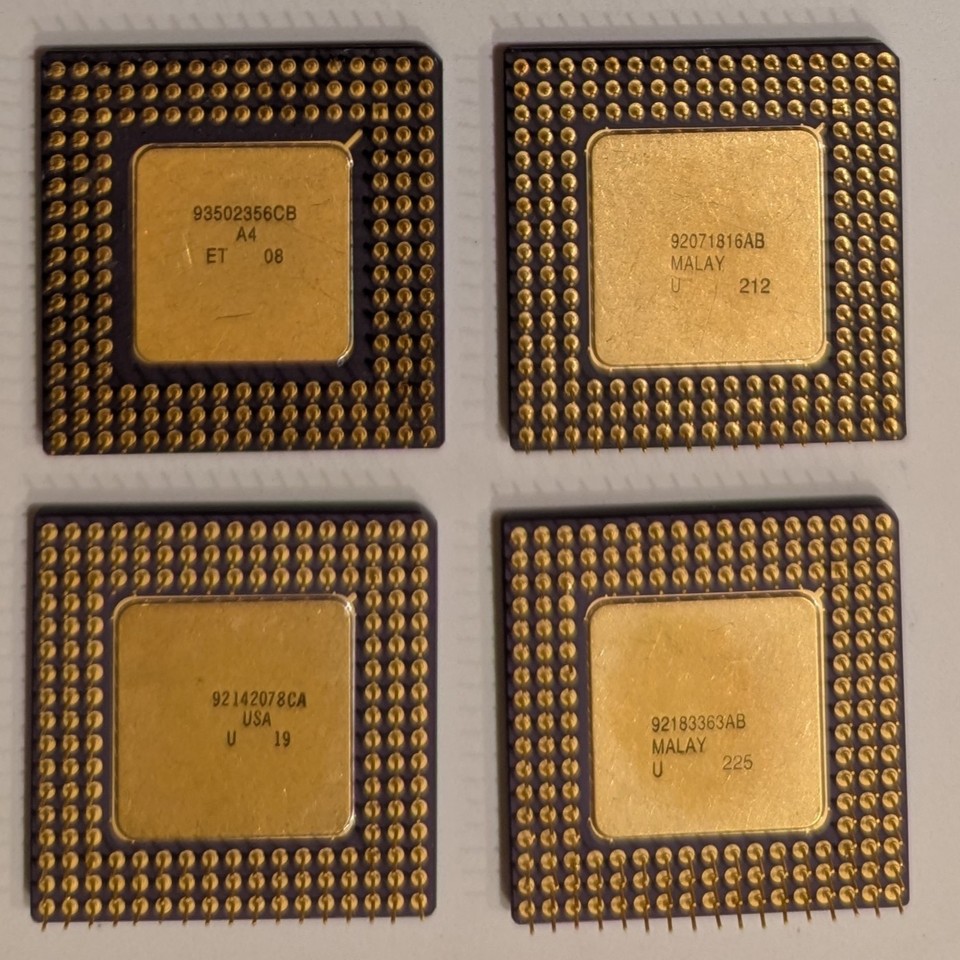 Lot of 4 Vintage Intel i486 DX DX2 CPU Processors for Gold Scrap ...