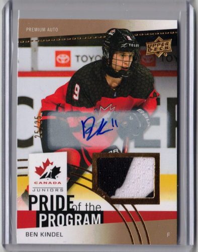 BEN KINDEL 2025 25 Team Canada Juniors Pre-Rookie Premium Autograph ...