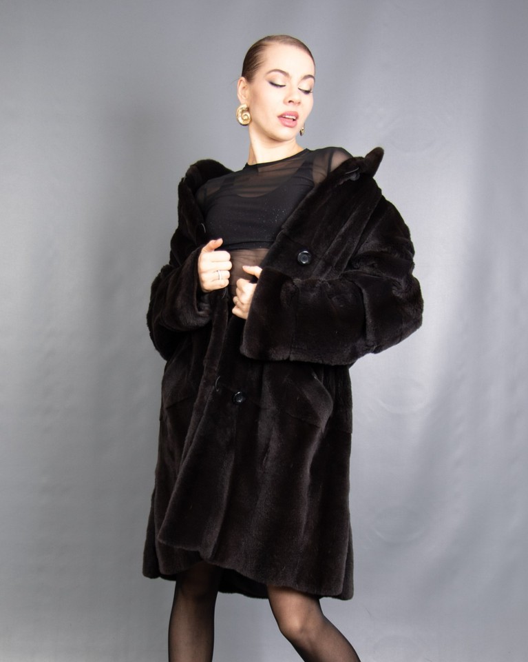 16949 GLAMOROUS REVERSIBLE REAL SHEARED MINK COAT FUR JACKET BEAUTIFUL ...