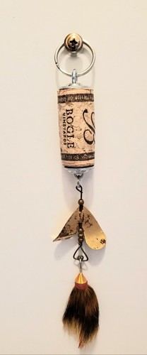 Rooster Tail Fishing Lure Key Ring Ornament with Wine Cork Bobber L-30 ...