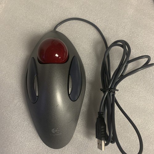 Logitech T-BC21 USB Optical Marble Mouse Trackball Ball Ergonomic Wired ...