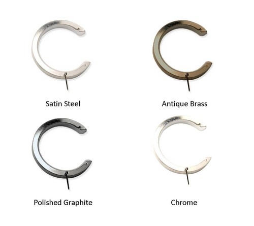 Flat Lined Passing ‘C’ curtain rings x 8 to fit 28mm diameter Bay ...