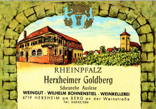 Vintage Rheinpfalz Herxheimer Goldberg Wine Label Vintage Original S4E ...
