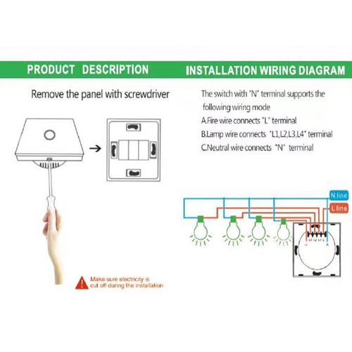 WiFi Switch Touch RF Light Wall Panel 1/2/3/4 Gang For Alexa Google ...