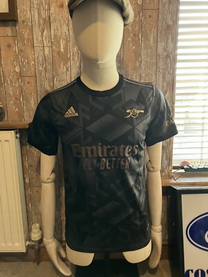 Arsenal black Adidas emirates kit top shirt football 38 Chest Medium ...