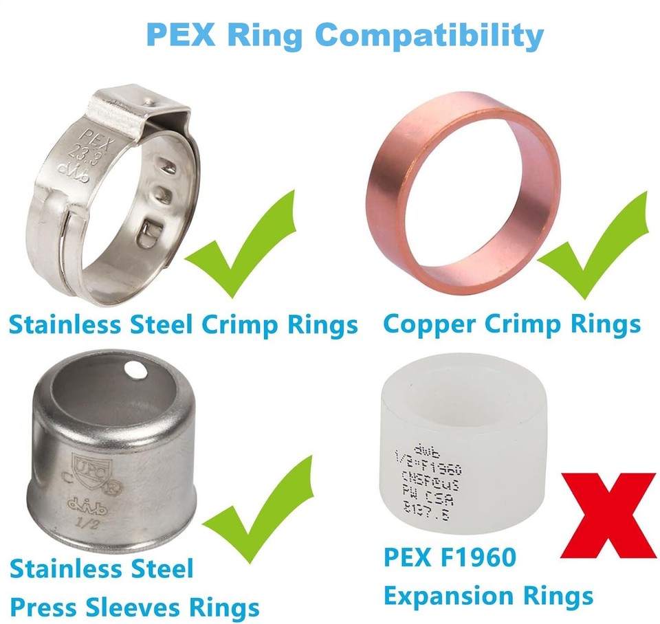 50 Pack PEX B Fittings 1/2" Plug (END CAP) Poly PPSU Barb Crimp ASTM ...