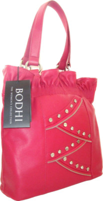 Bodhi Ruffle Silver Stud Leather Tote Shopper Red Pink Raspberry ...