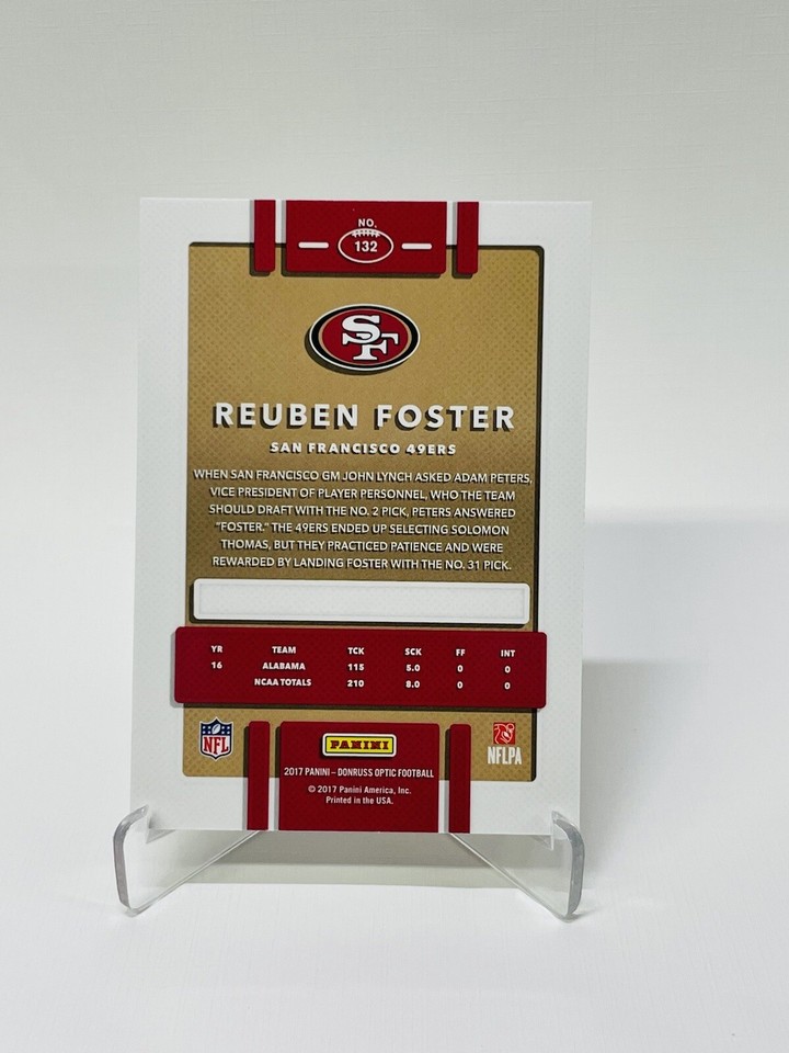 Reuben Foster RC 2017 Donruss Optic Rookie Football Card | eBay