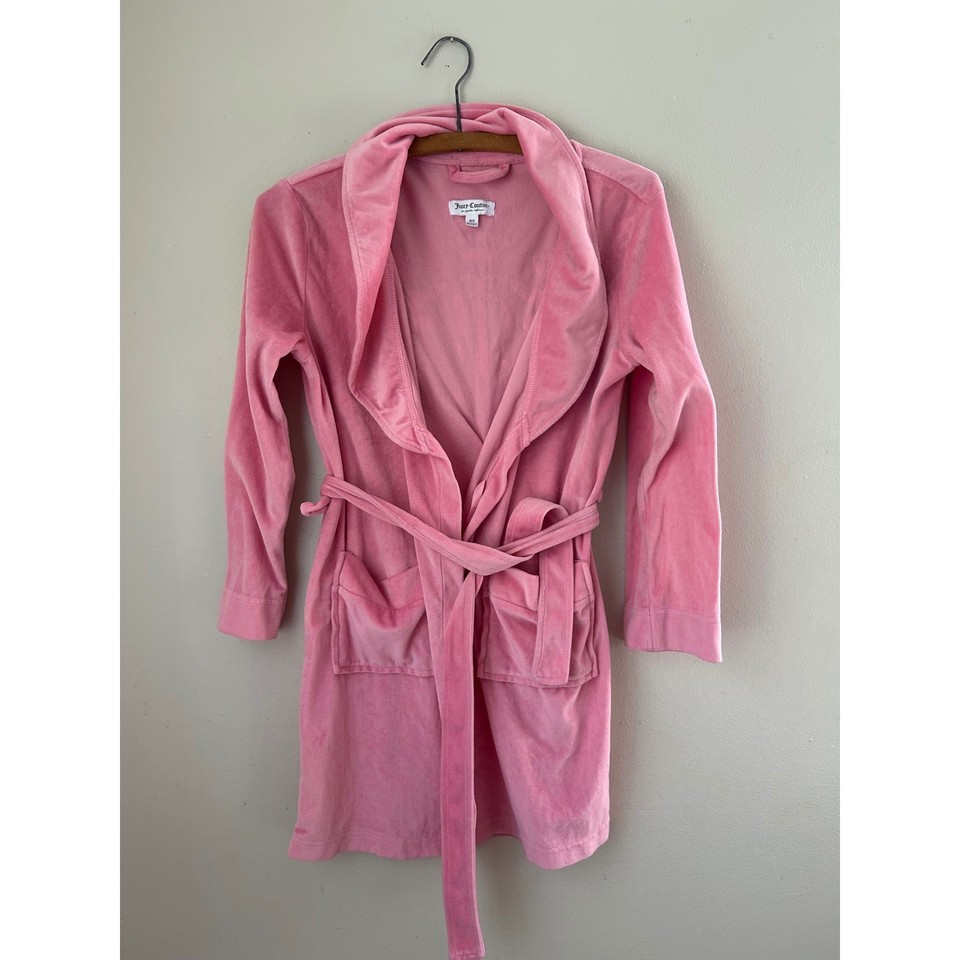 Juicy Couture Kids Pink Velour Robe Gold Crown Logo Girls Size 10/12 | eBay