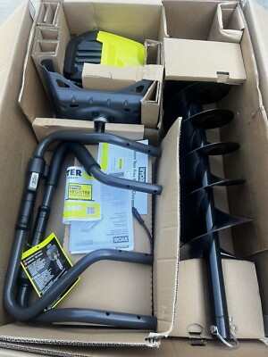 RYOBI 40V HP Brushless Cordless Earth Auger 8 in. Bit w 4.0 Ah Battery ...