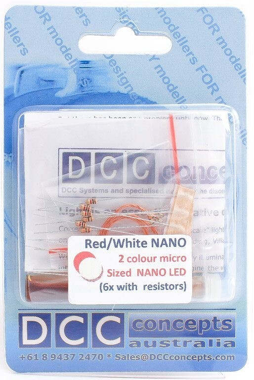 DCC Concepts ~ NANO LED (w/resistors) 6x (2-Color) Proto White/Red ...