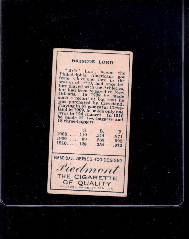 1911 T205 #103 Bris Lord G/VG X3283531 | eBay