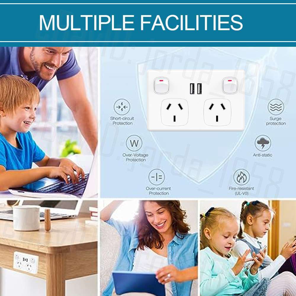 FAST Charge 10A amp Dual USB Type-C Double Power Point GPO Wall outlet ...