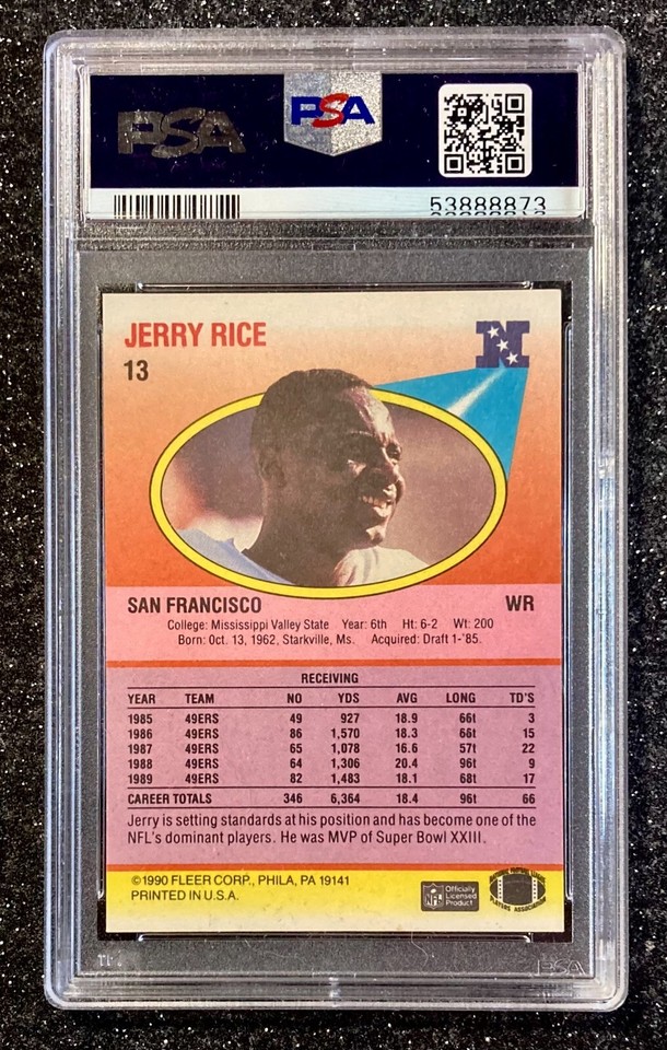 1990 Fleer Jerry Rice #13 San Francisco 49ers (MVP/10x AP/SB MVP/HOF ...