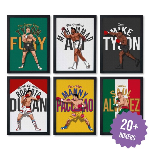 Boxing Poster | Choose 20+ Boxers: Tyson, Ali, Fury, Canelo, Pacquiao ...