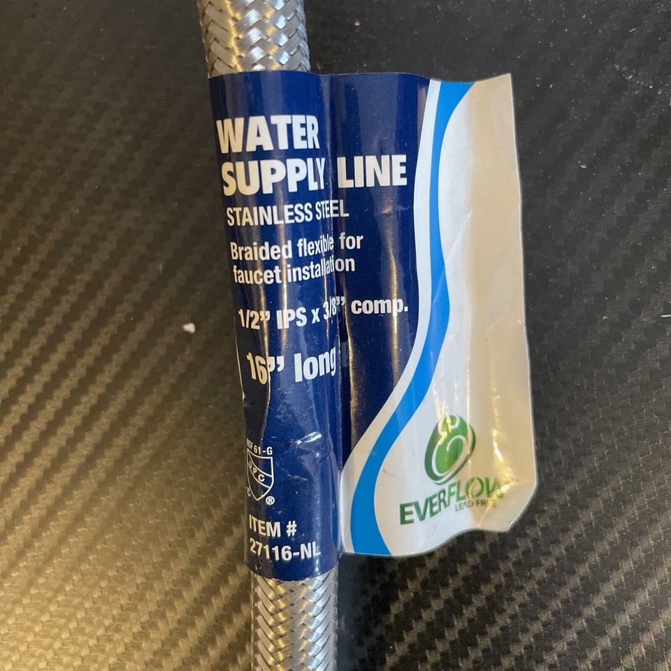 Everflow Braided Faucet Supply Line Chrome Plated Stainless Steel 27116 ...