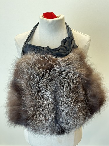 Vintage black fabric and gray real fur purse and hand warmer || Muff ...