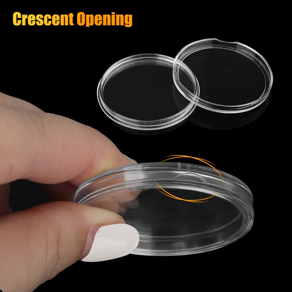 100Pcs 31mm Coin Storage Case Clear Round Capsules Holder for US JFK ...