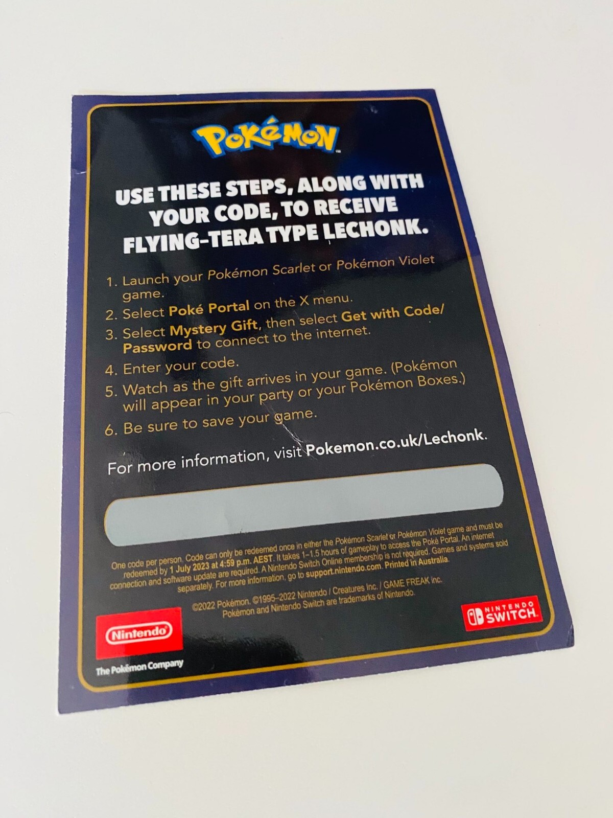 Lechonk Flying-Tera Type Pokémon Scarlet/Violet CARD- EXCLUSIVE EB ...