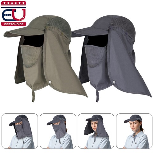 Outdoor Sun Hat With Neck Face Flap UV Protection Baseball Cap Quick ...
