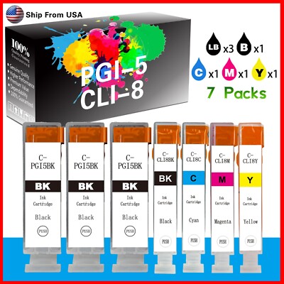 7PK PGI-5 CLI-8 Ink Cartridge for PIXMA MX850 MP610 MP600 MP800R ...