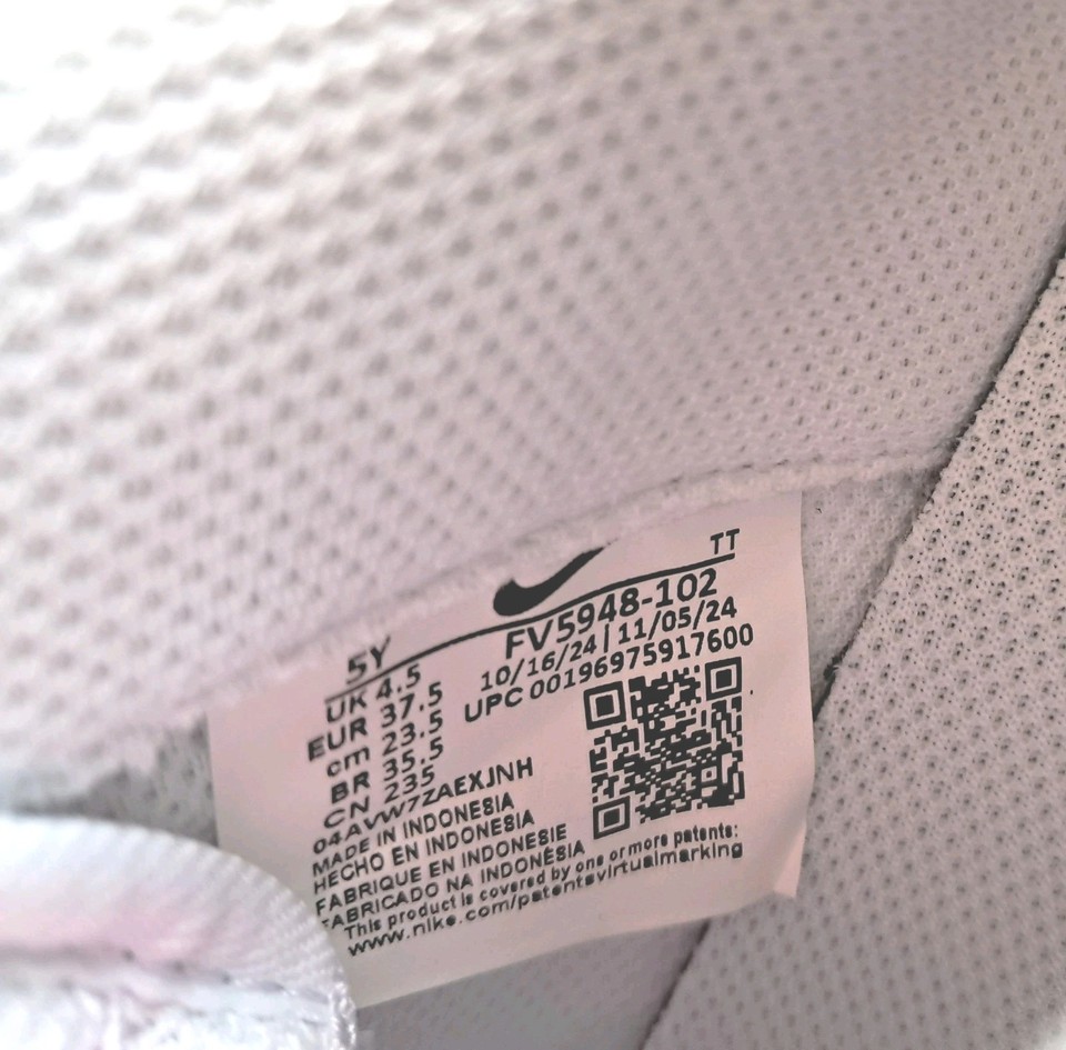 Nike Air Force 1 (GS) FV5948 102 Kids Girl Shoes Size 5Y White Laser ...