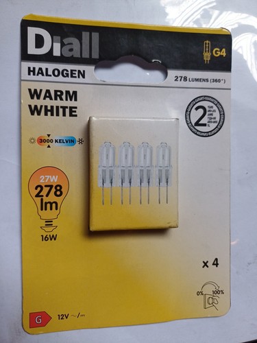 DIALL G4 CAPSULE HALOGEN DIMMABLE LIGHT BULBS 278LM 16W 12V PACK OF 4 ...