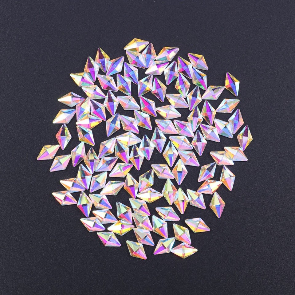 100 Pcs Nail Drill Rhinestones Rhombus Gems Decoration Art Crystal | eBay