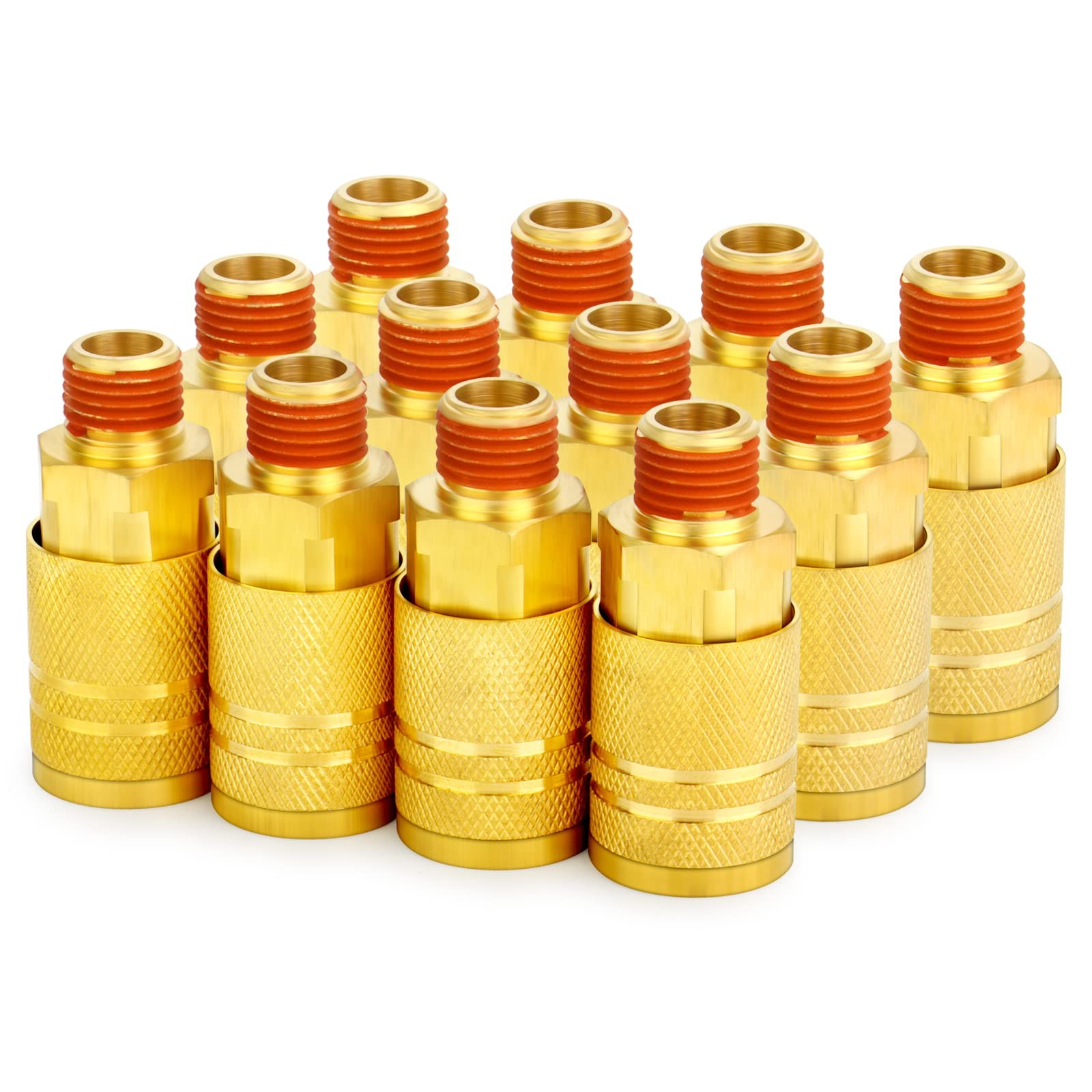 1/4-Inch Brass Male Industrial Coupler,1/4" NPT Male 6-Ball Quick ...