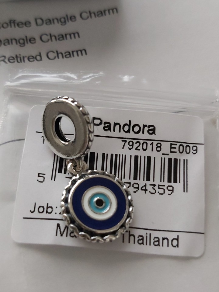 AUTHENTIC PANDORA STERLING SILVER EVIL EYE DANGLE CHARM 792018_E009 | eBay