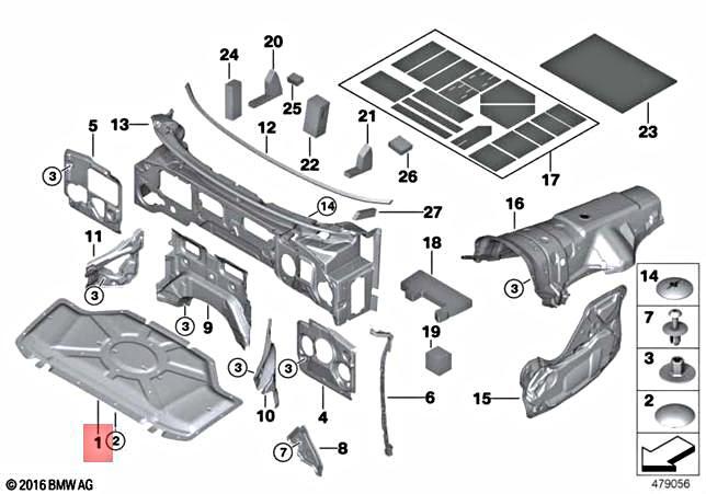 BMW OEM 14-16 X5 Hood-Insulation Pad Liner Heat Shield 51487284629 | eBay