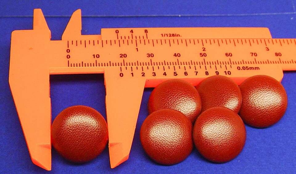 6 MADE IN USA Mahogany Tan Brown genuine leather tufting buttons, metal ...