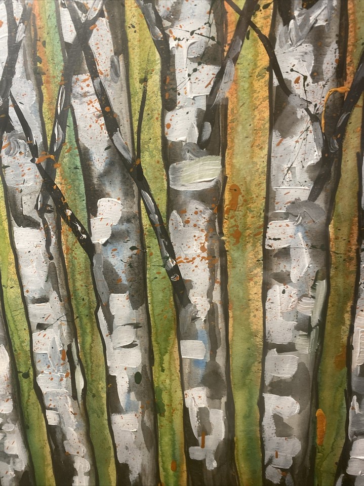 18/24 Original Painted On High Quality Paper, Abstract Birch Trees ...