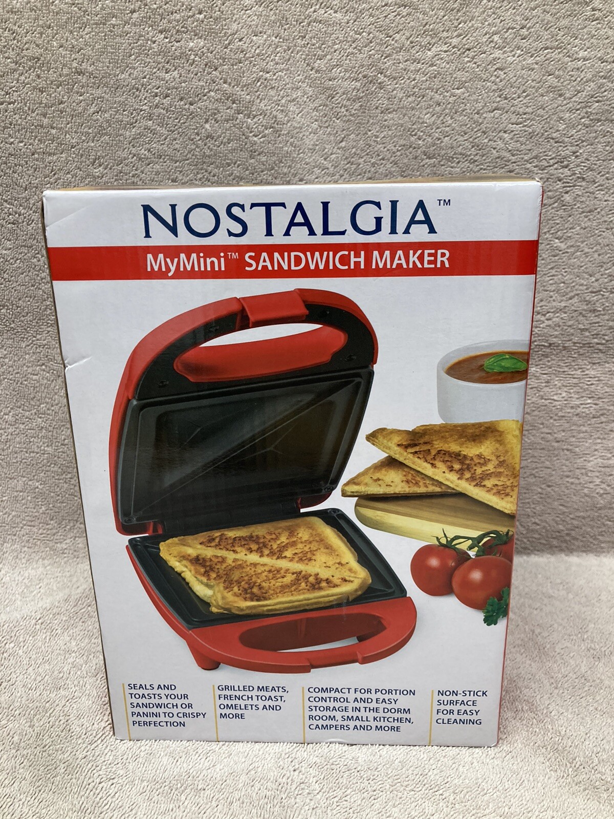 Nostalgia My Mini Personal Electric Sandwich Maker Red Brand Grilled ...