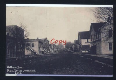 REAL PHOTO WELLMAN IOWA DOWNTOWN MAIN STREET SCENE POSTCARD COPY | eBay