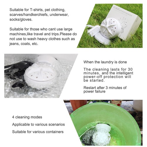 3 In 1 Twin Turbo Washer Home Portable Ultrasonic Washing Machine Speed ...