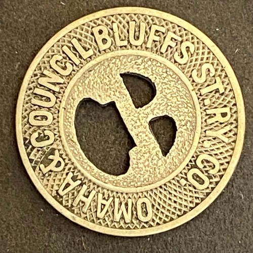Omaha & Council Bluffs St. Ry. Co. G/F One City Fare Transit Token ...