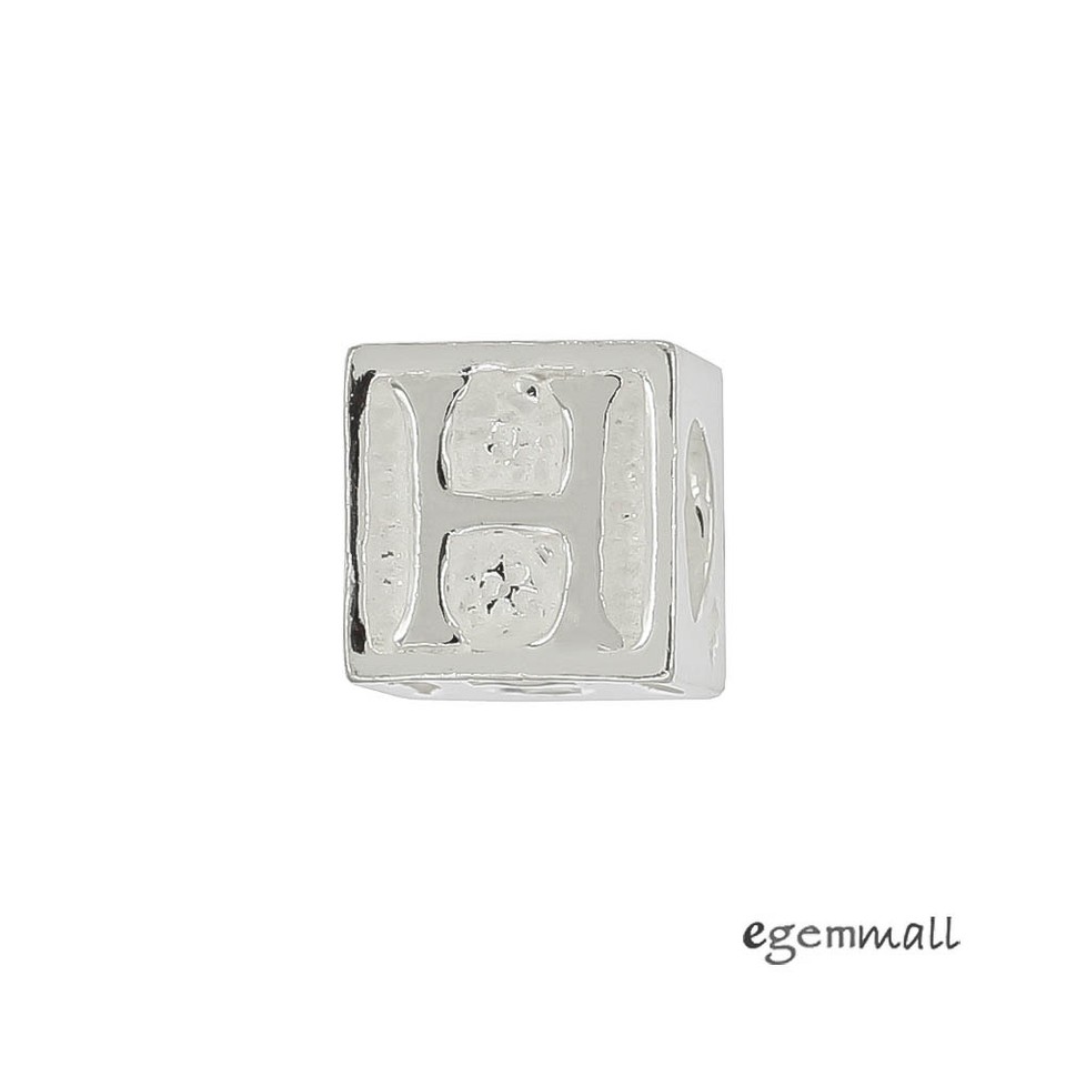 1 Sterling Silver Alphabet Initial Letter Cube Charm Bead Fit European ...