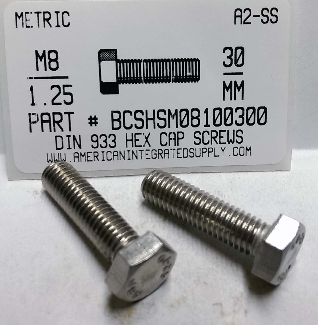 M8-1.25X30MM HEX HEAD CAP SCREW A2 STAINLESS STEEL (12) | eBay
