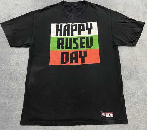 Rusev Happy Rusev Day WWE Men’s Shirt L Large Black AEW Distressed | eBay