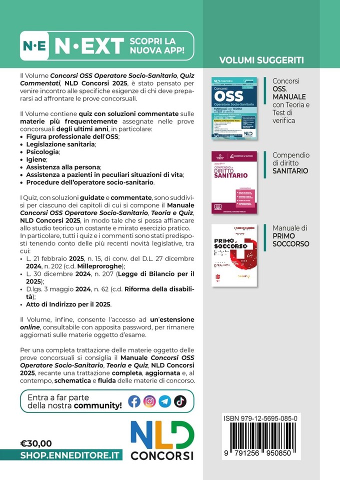 AA. VV. Concorsi OSS Operatore Socio-Sanitario. Quiz commentati per la p (Poche) | eBay