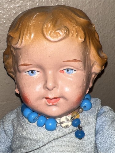 Vintage Unmarked Composition Doll Molded Hair & Painted Eyes- Hard ...