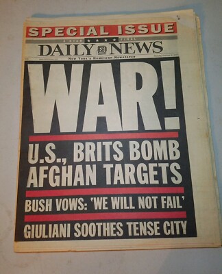 New York Daily News Oct 8 2001 War! U.S. Bomb Afghan Targets Special ...