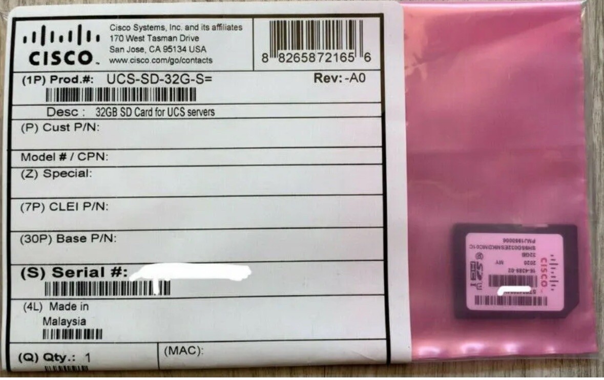 Cisco UCS-SD-32G-S= 32GB SD Flash Memory Card ( Factory sealed) | eBay
