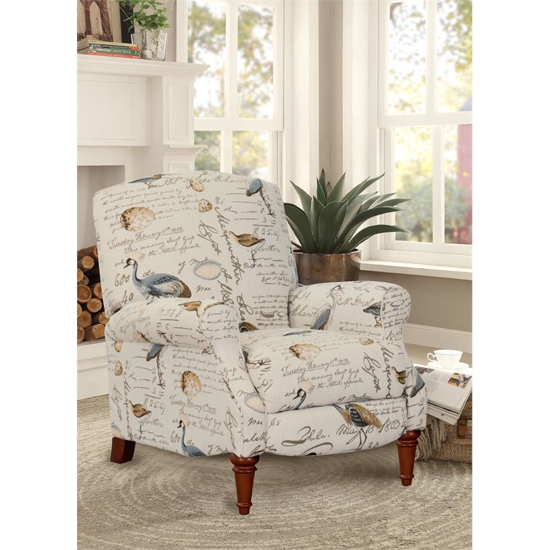 Sunset Trading Bird Script Fabric Manual Reclining Chair in Ivory | eBay