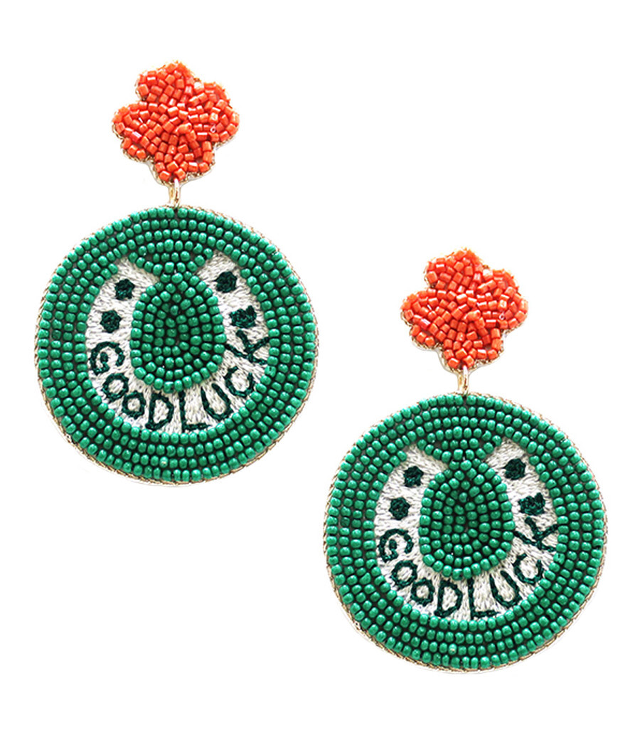 Saint Patrick Theme Multi Bead Good Luck Disc Dangle Earrings for Women ...
