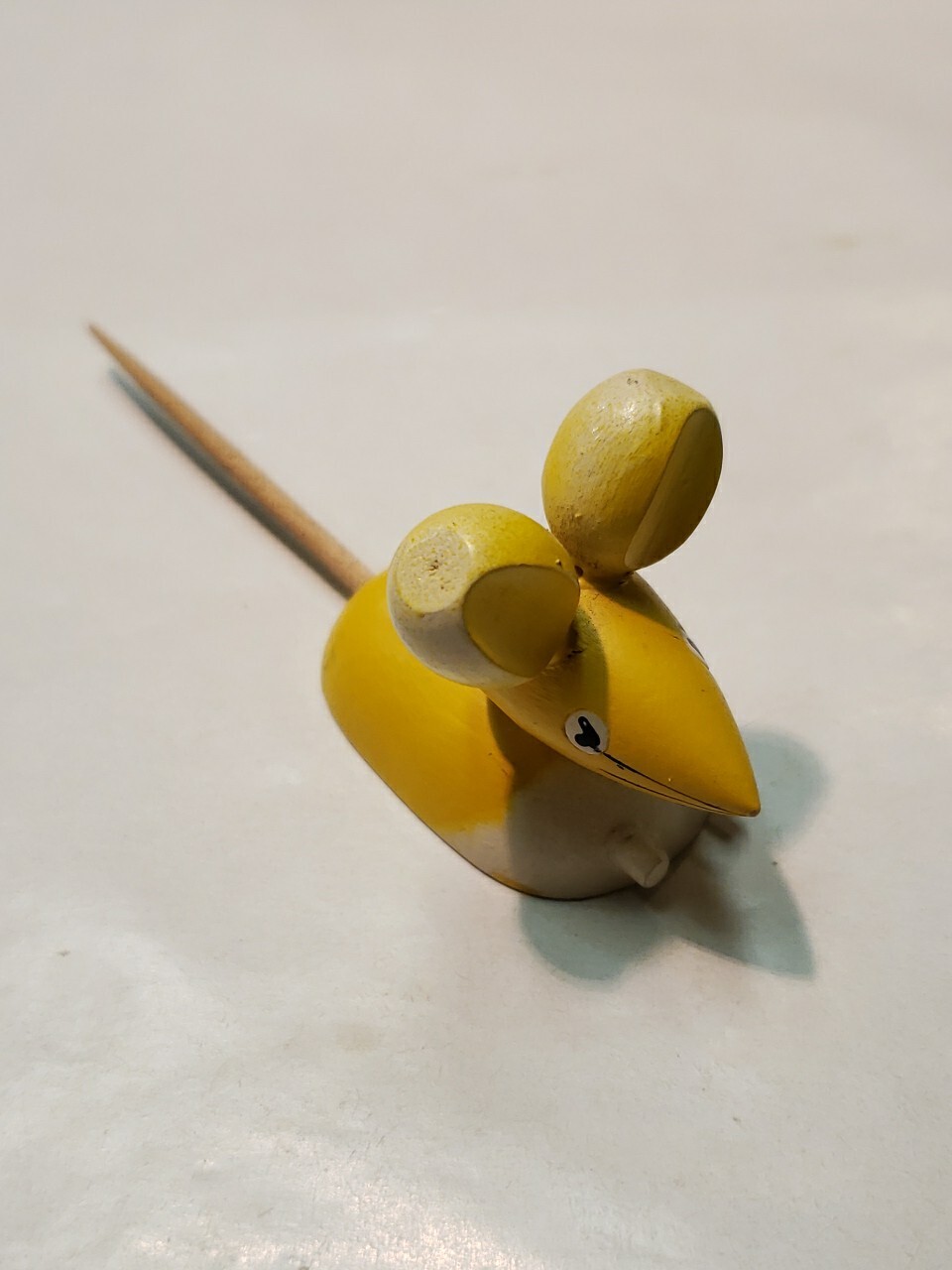Vintage Yellow Mouse On A Stick Wood 3” Tall Swedish Made In Sweden | eBay