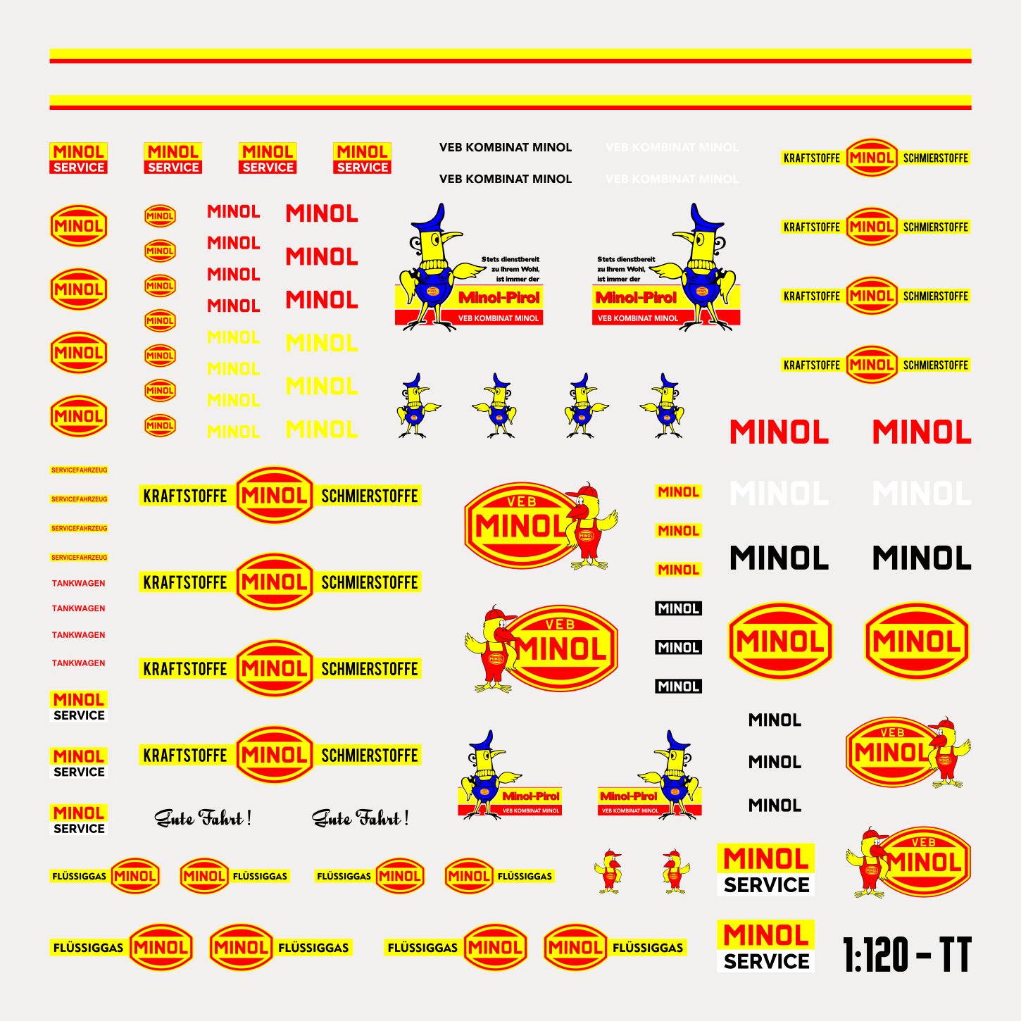 Waterslide Decal 1:120 TT - DDR VEB MINOL Set - W50 Truck LKW Multicar ...